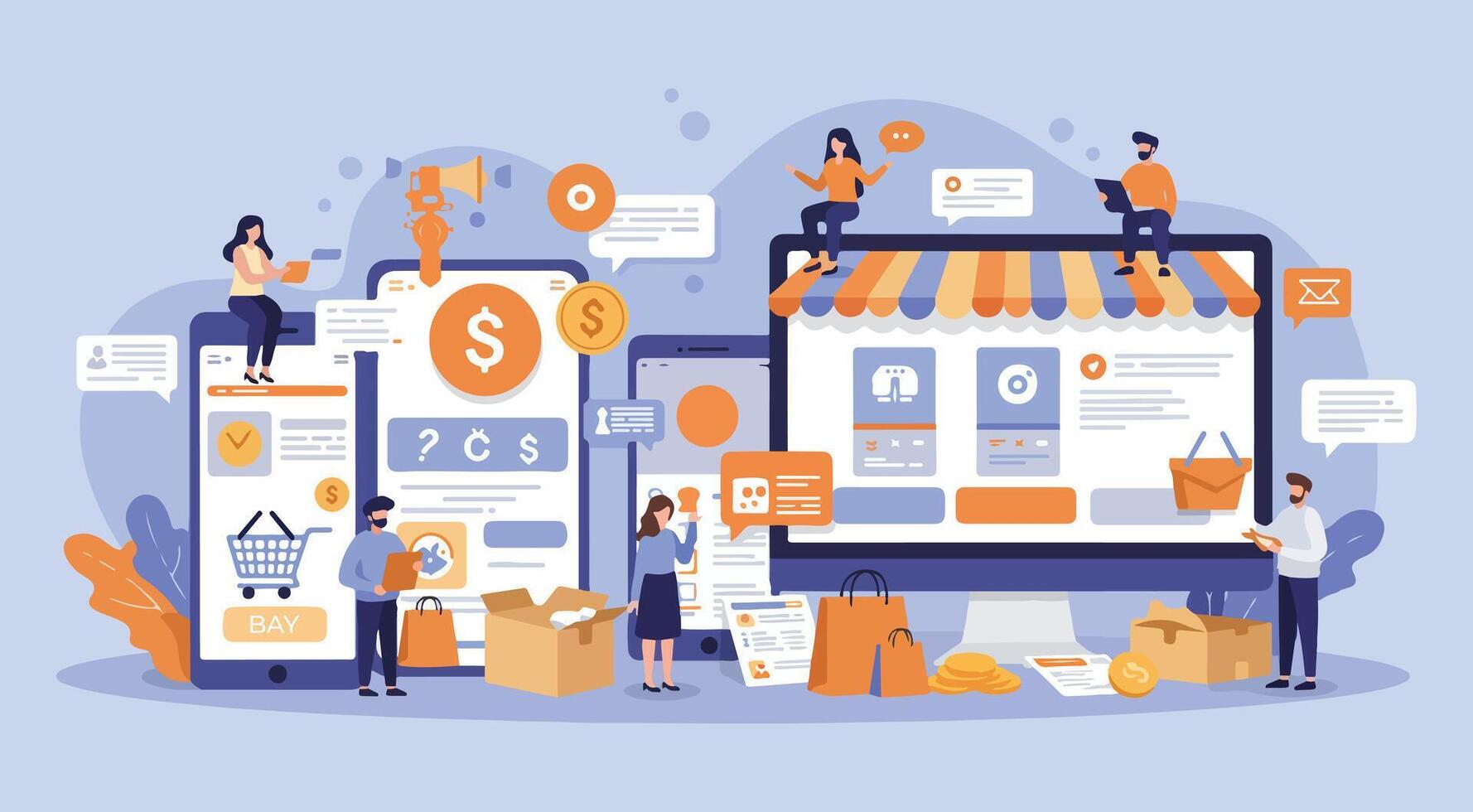 Online Marketplace Platform Vector Art, Icons, and Graphics for Free ...