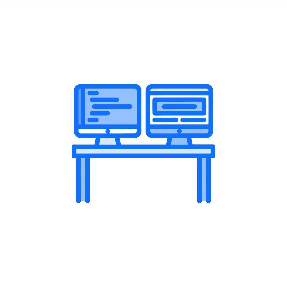 un computadora y monitor en un escritorio 59450973 Vector en Vecteezy