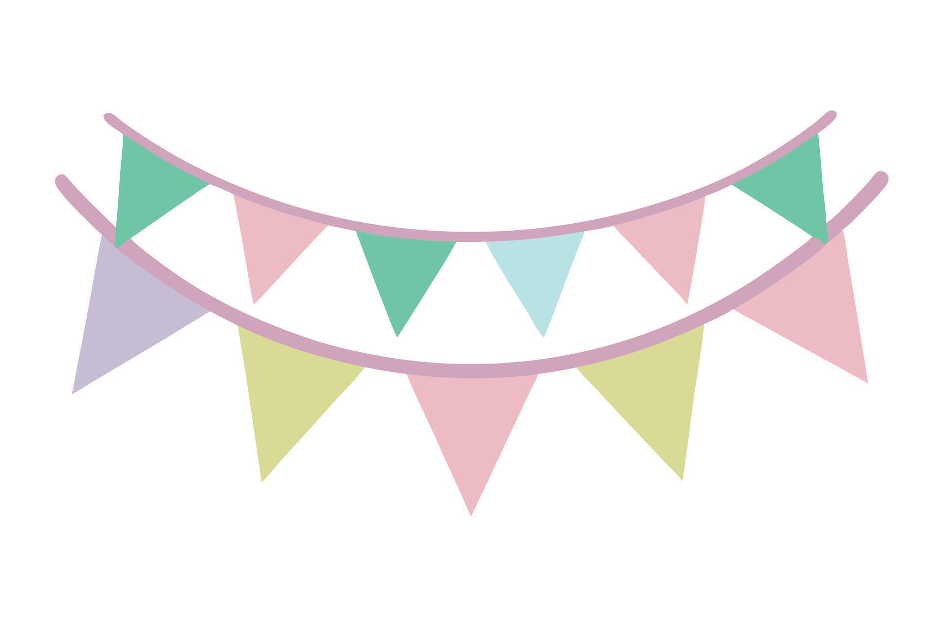 Pastel Pennant Banner on String, Party Decoration, Colorful Triangle ...