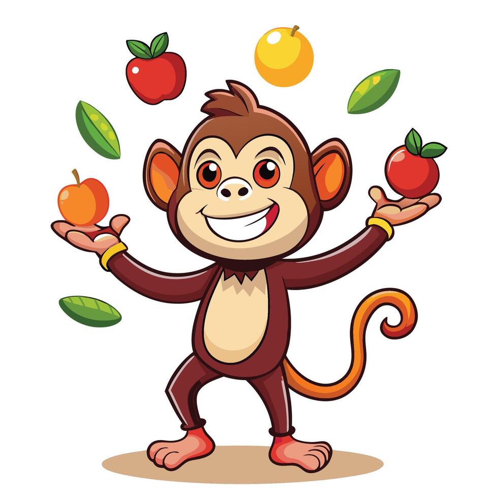 Cute Monkey Juggling Apples 59466597 Vector Art at Vecteezy