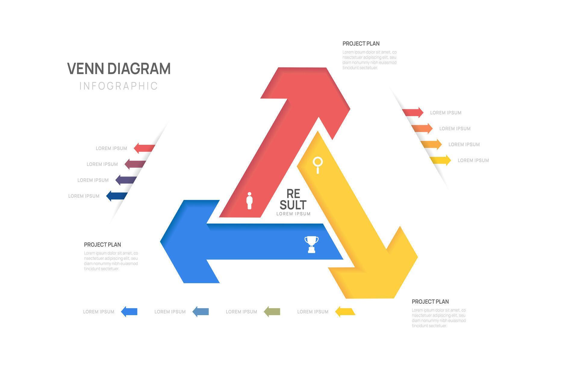 Venn diagram infographic triangle arrow chart template for business ...