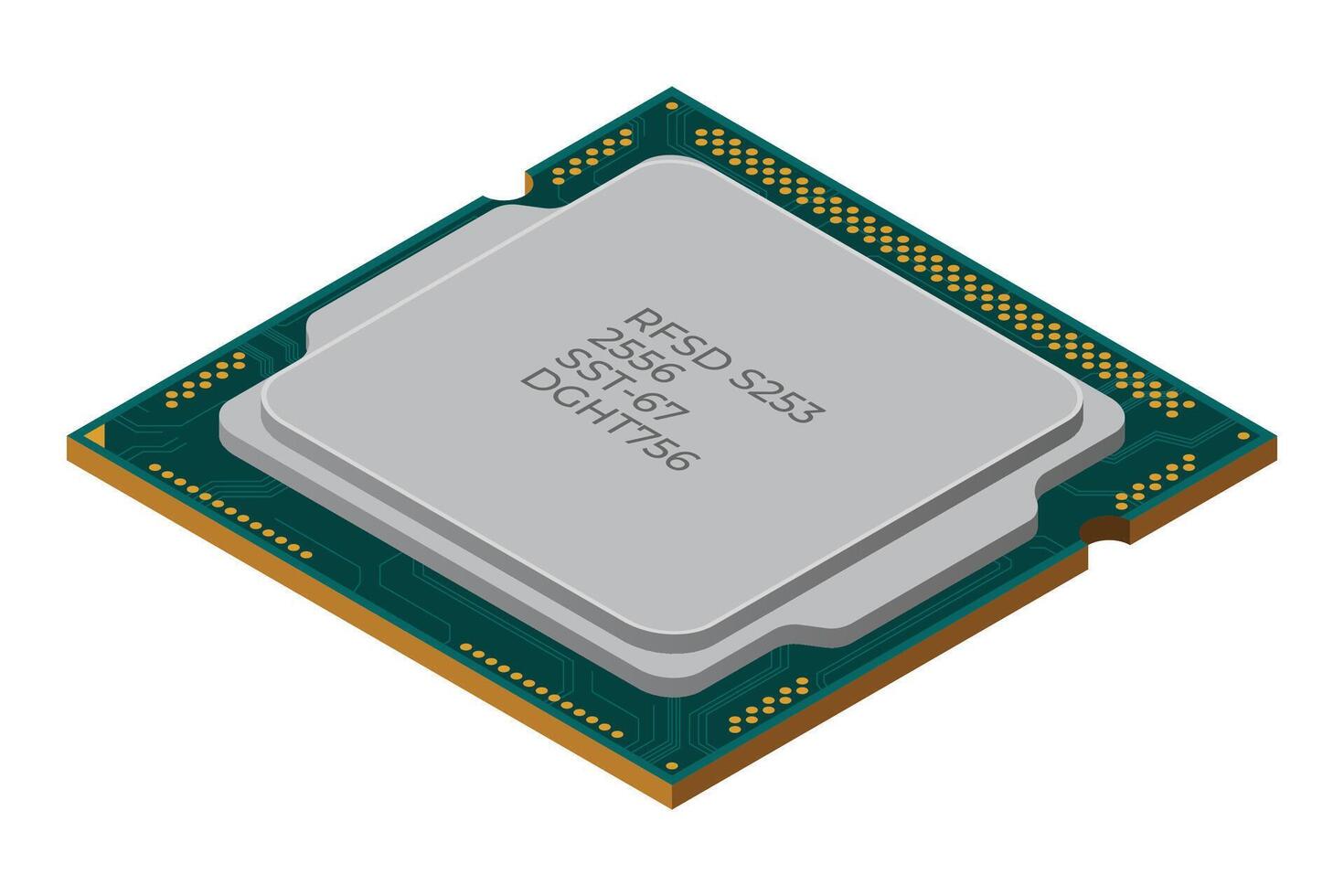 Isometric processor. Central processing unit or CPU. Computer hardware components. Semiconductor ...