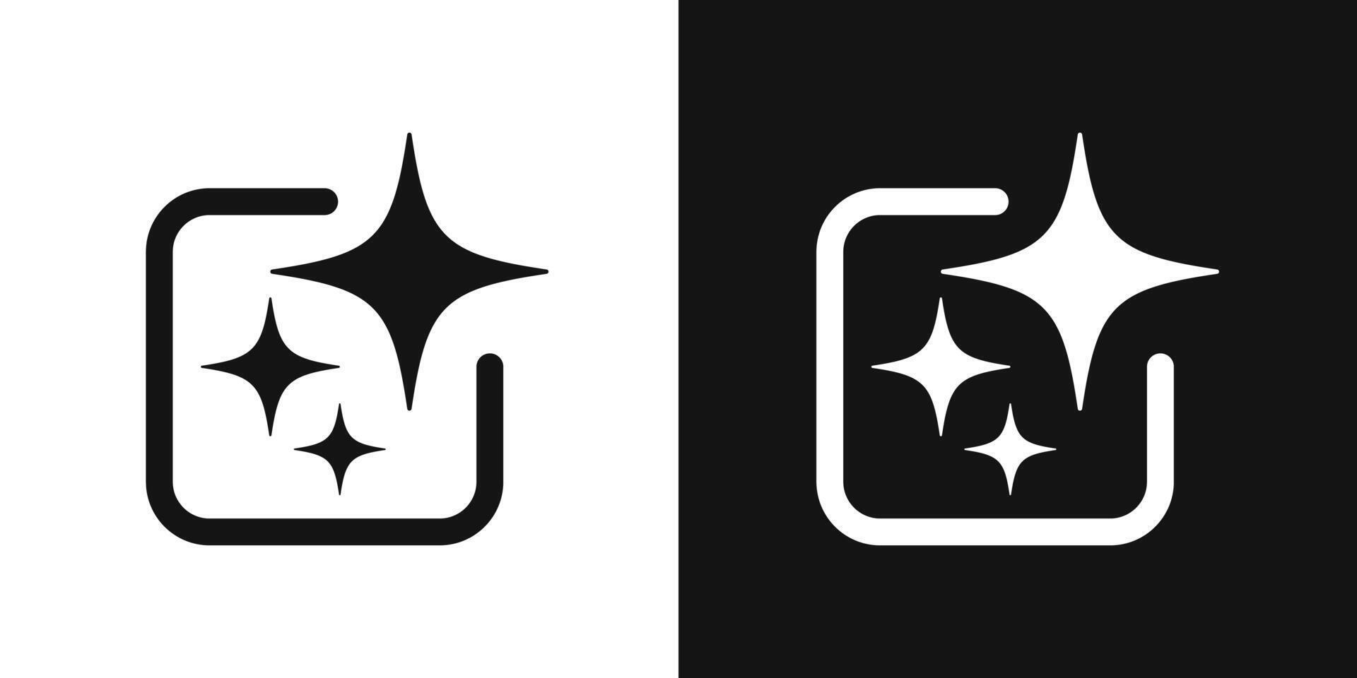 icon. Ai logo. Ai sparkle star with square. Artificial intelligence symbol for app and web ...