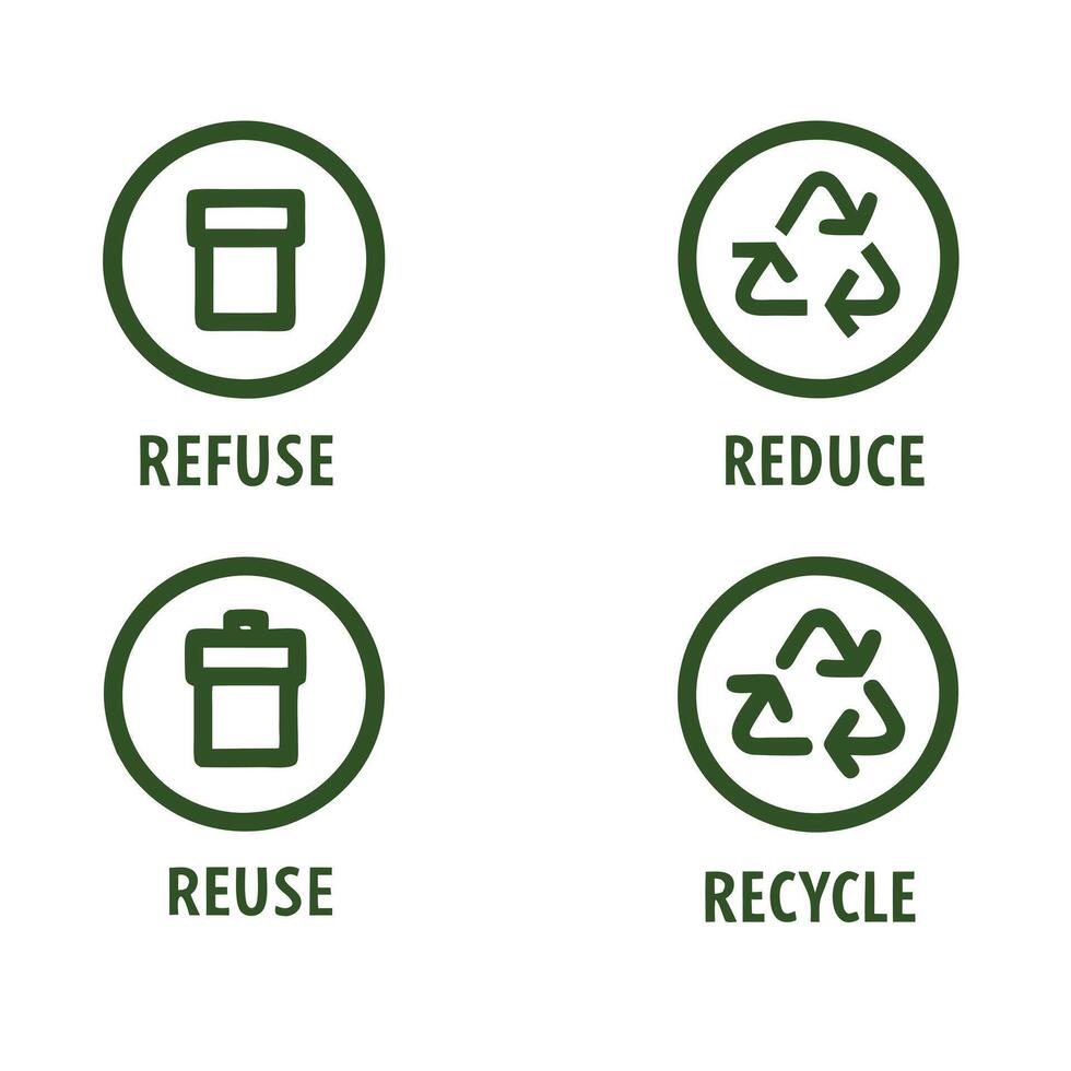 Four Sustainability Icons Refuse Reduce Reuse Recycle 59481440 Vector Art At Vecteezy
