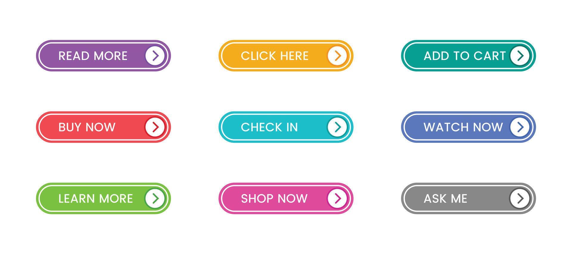 Click Here Button with pointer clicking. Web button set. Click button. Clicking the icon. Action ...