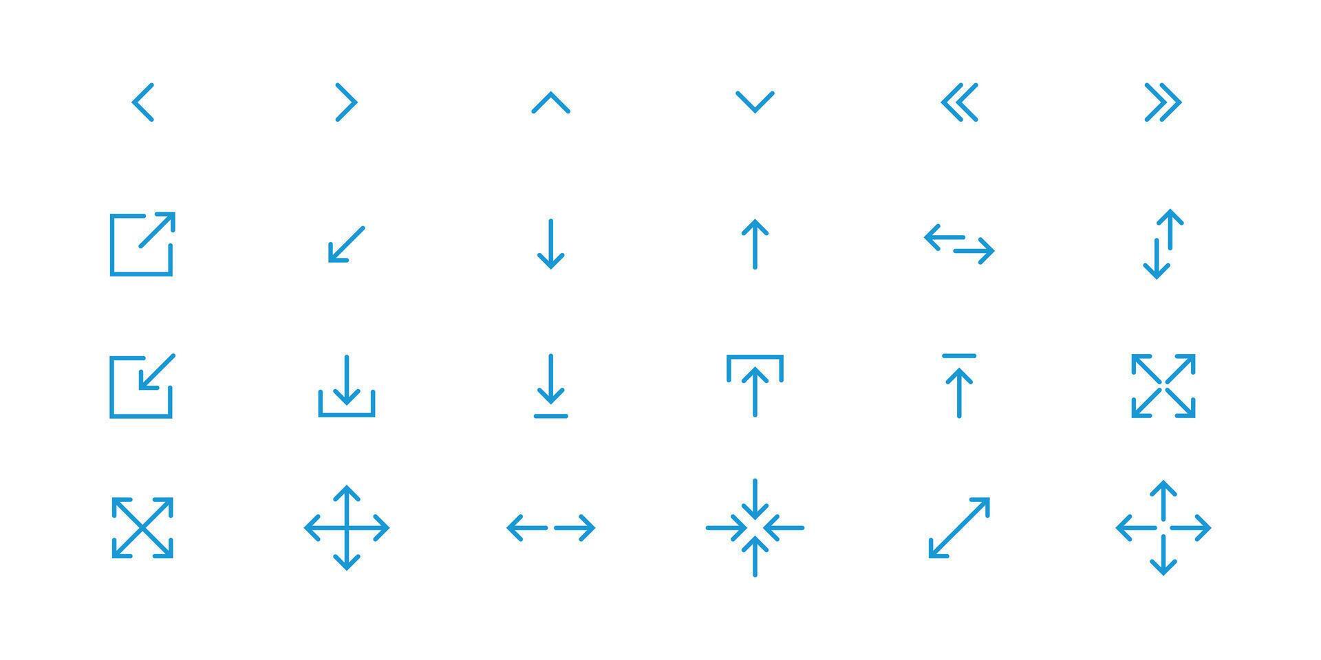 linear arrows icon pack. thin line right arrow, minimize, turn right, diagonal arrow, up and ...