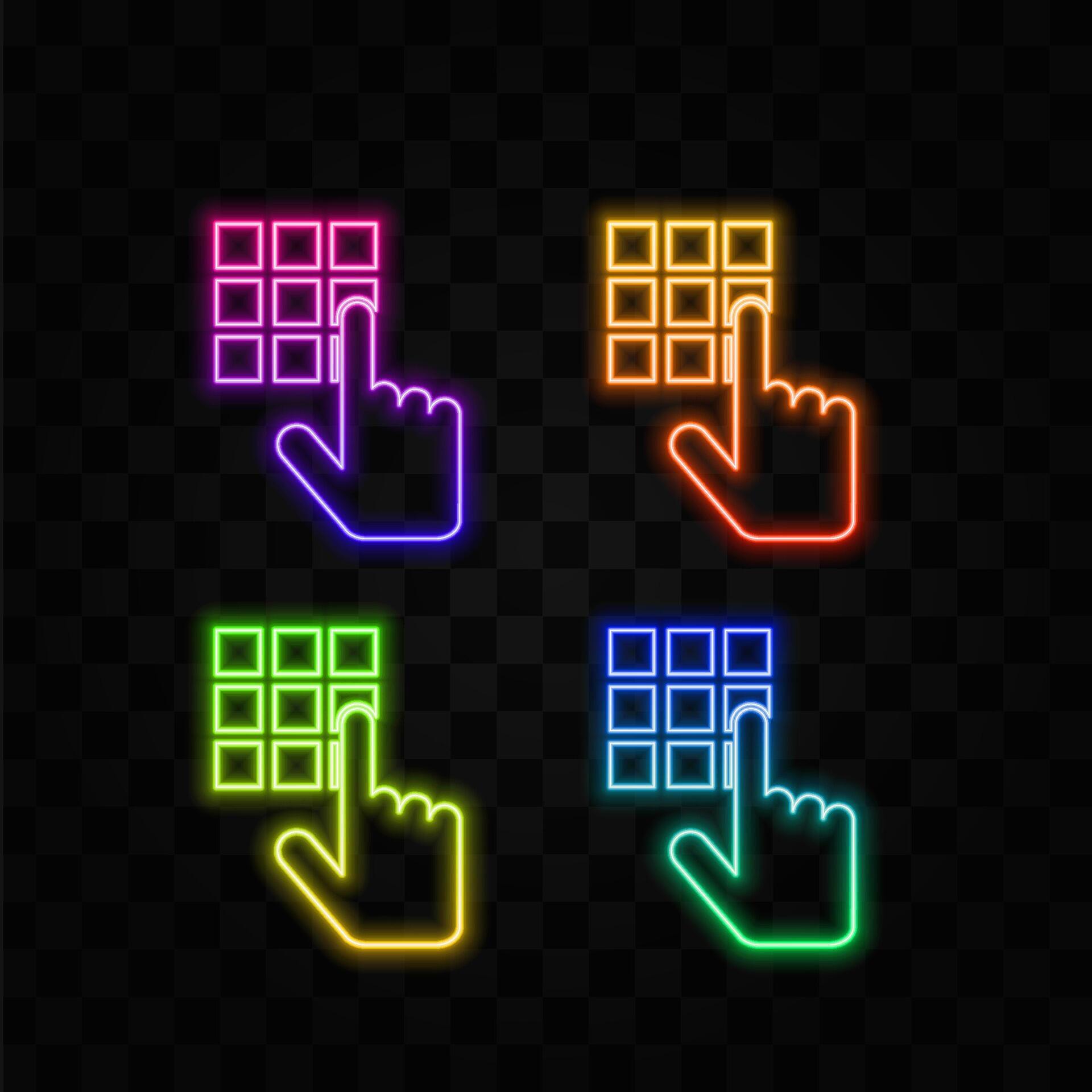 Input Pin Code On Keyboard Silhouette Icon Hand Enter The Password Neon Style On The Dial Pad