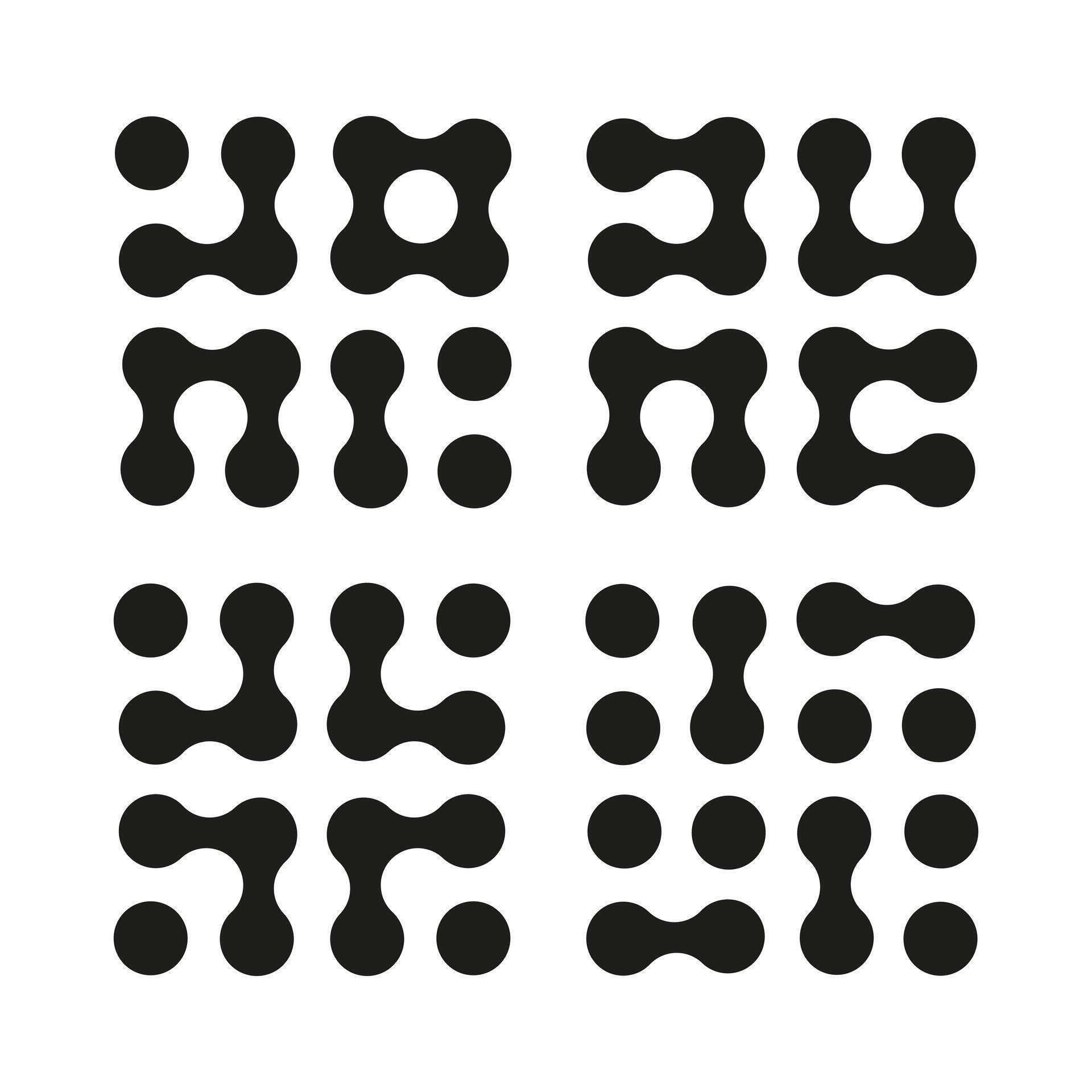 Metaball icons. Connected dots symbols set isolated on white backdrop. Abstract circles seamless ...