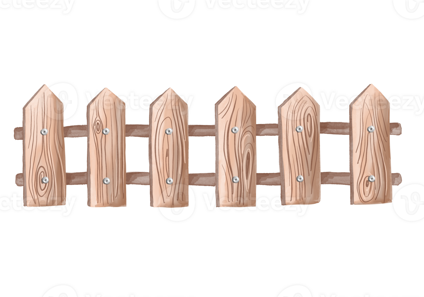 Wooden fence. Cute watercolor illustration 59493174 PNG