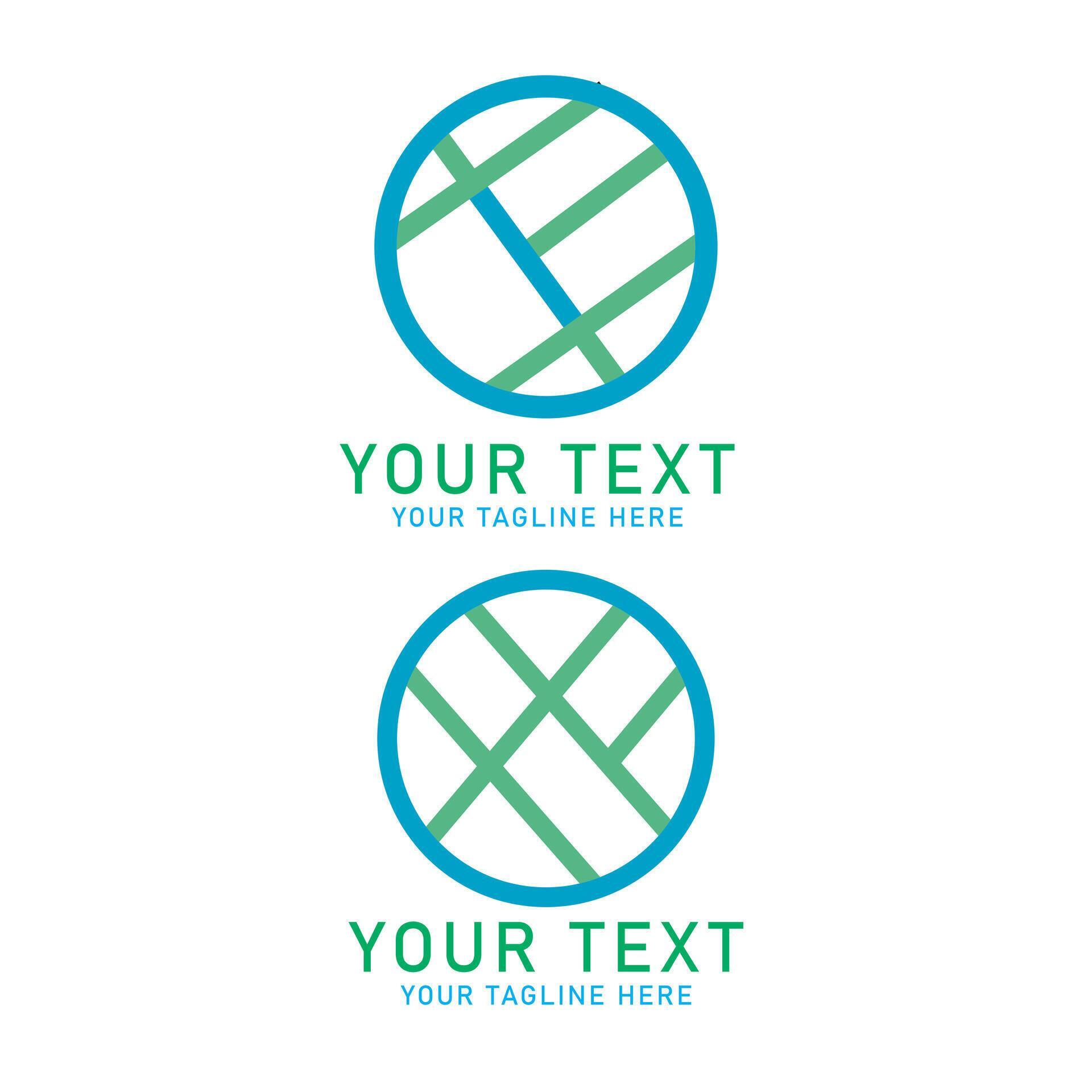 Abstract Circle Map Logo Art, Blue and Green Line Pattern Design, Two Variations Isolated on ...