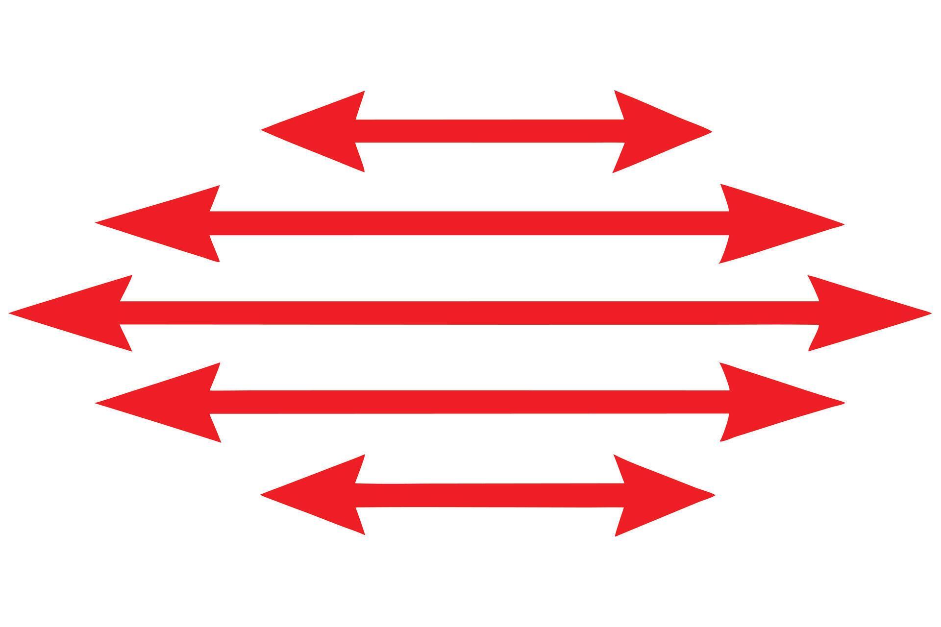 Symmetrical Arrow Set Red Directional Arrows Centered Alignment White Background 59496865 Vector ...