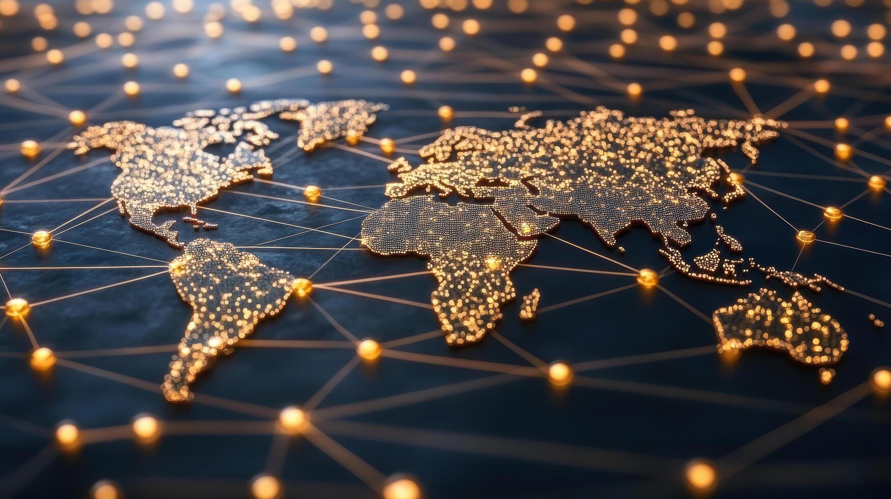 global logistics network map with interconnected routes and lights ...