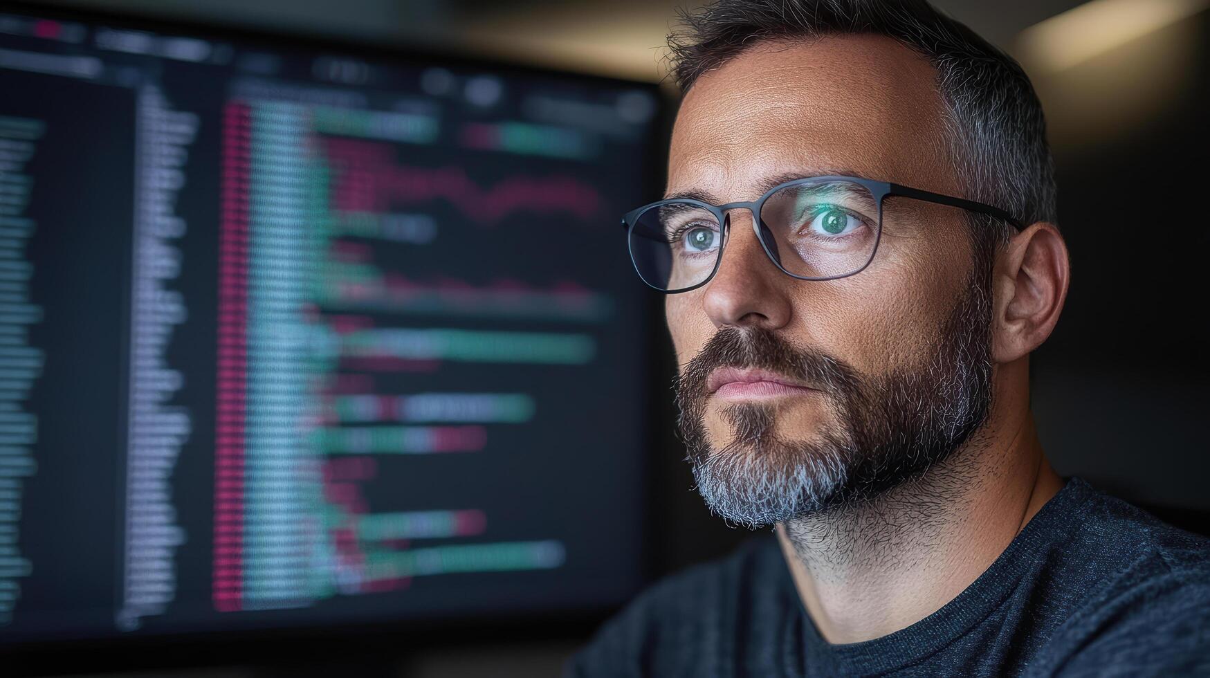 focused data scientist analyzing complex algorithms on computer screen 59516295 Stock Photo at ...