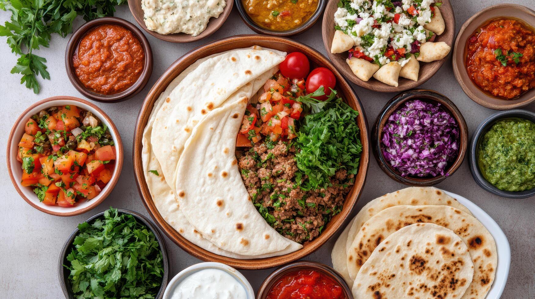 vibrant Lebanese mezze platter featuring fresh ingredients and various ...