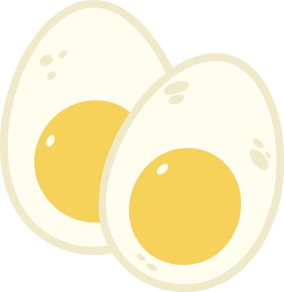 dos mitades de un perfectamente hervido huevo dibujos animados ilustración presentando un ...