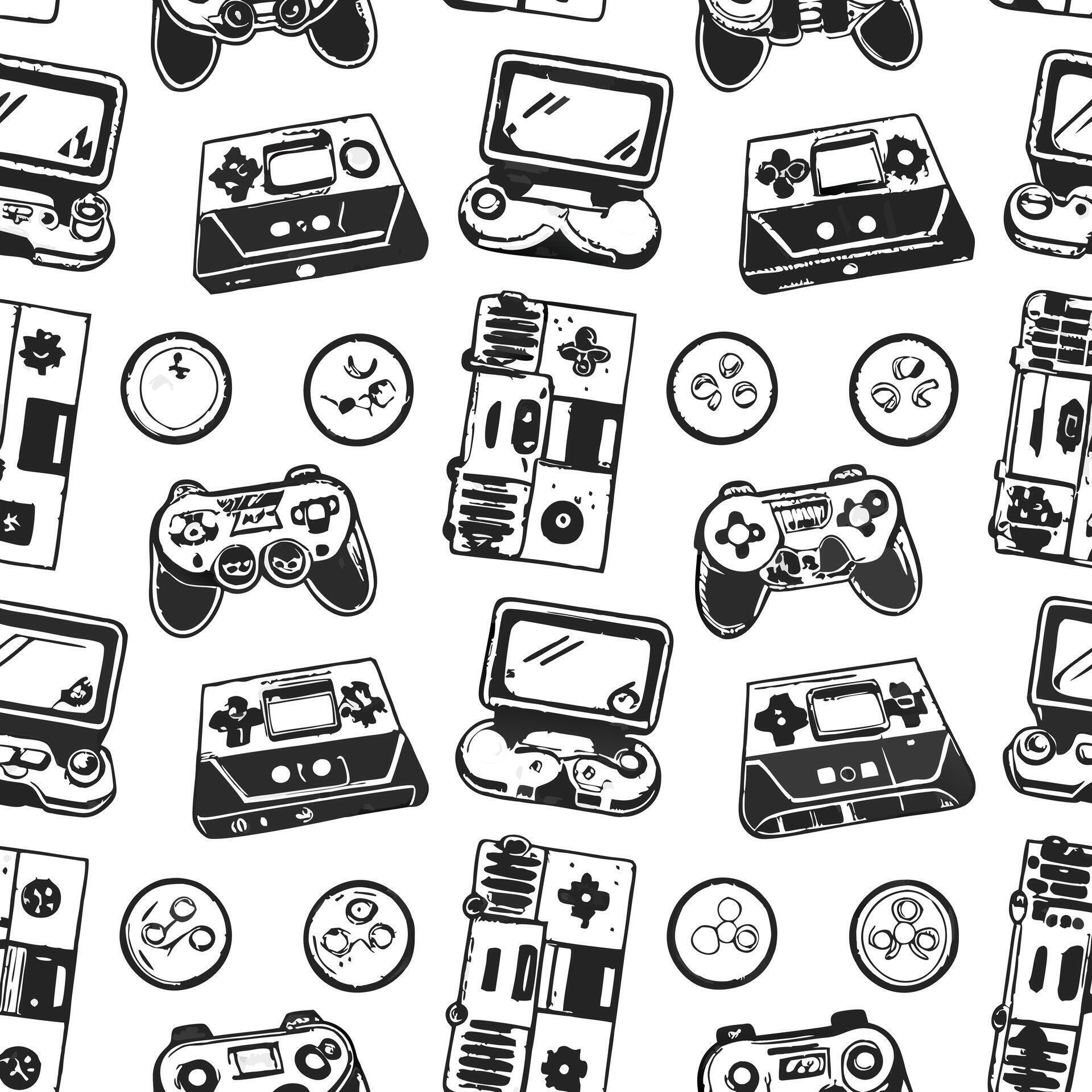 Retro Gaming Console and Controller Seamless Pattern Design 59524847 Vector Art at Vecteezy
