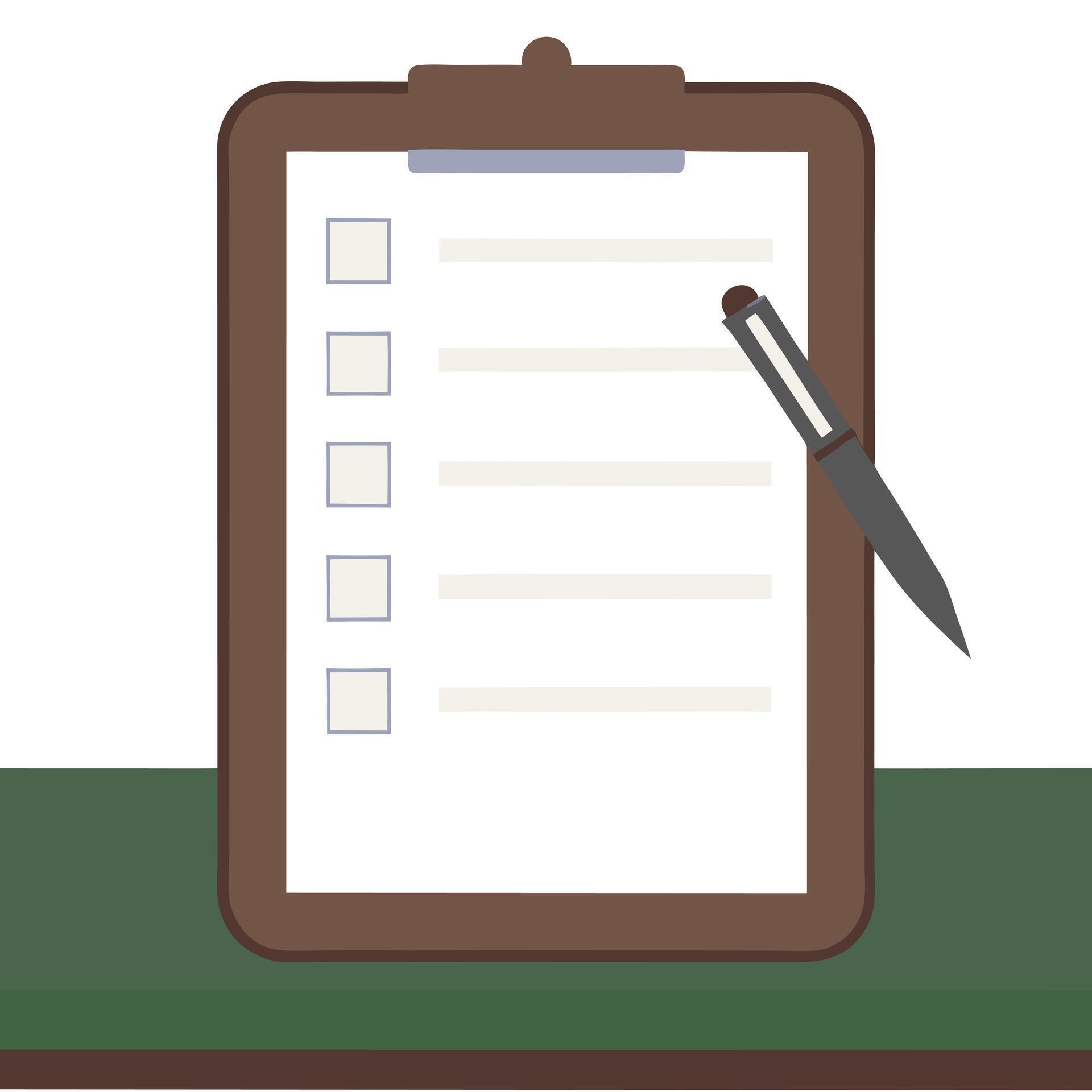 Clipboard with checklists and pen 59524999 Vector Art at Vecteezy