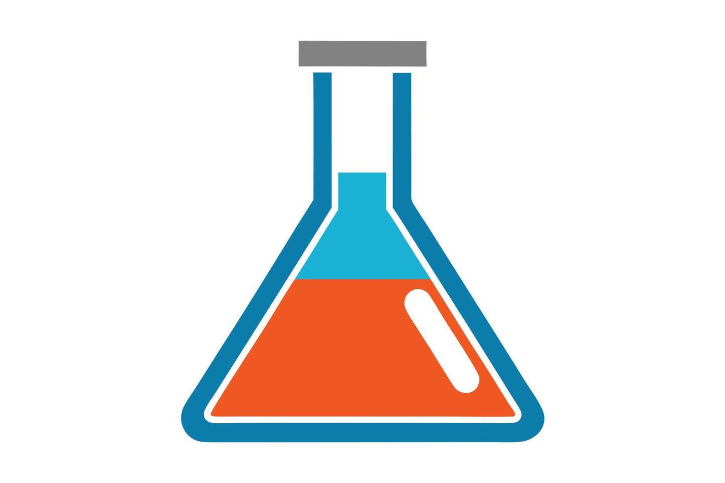 Conical Flask with Blue Border, Orange and Blue Liquid Chemistry ...