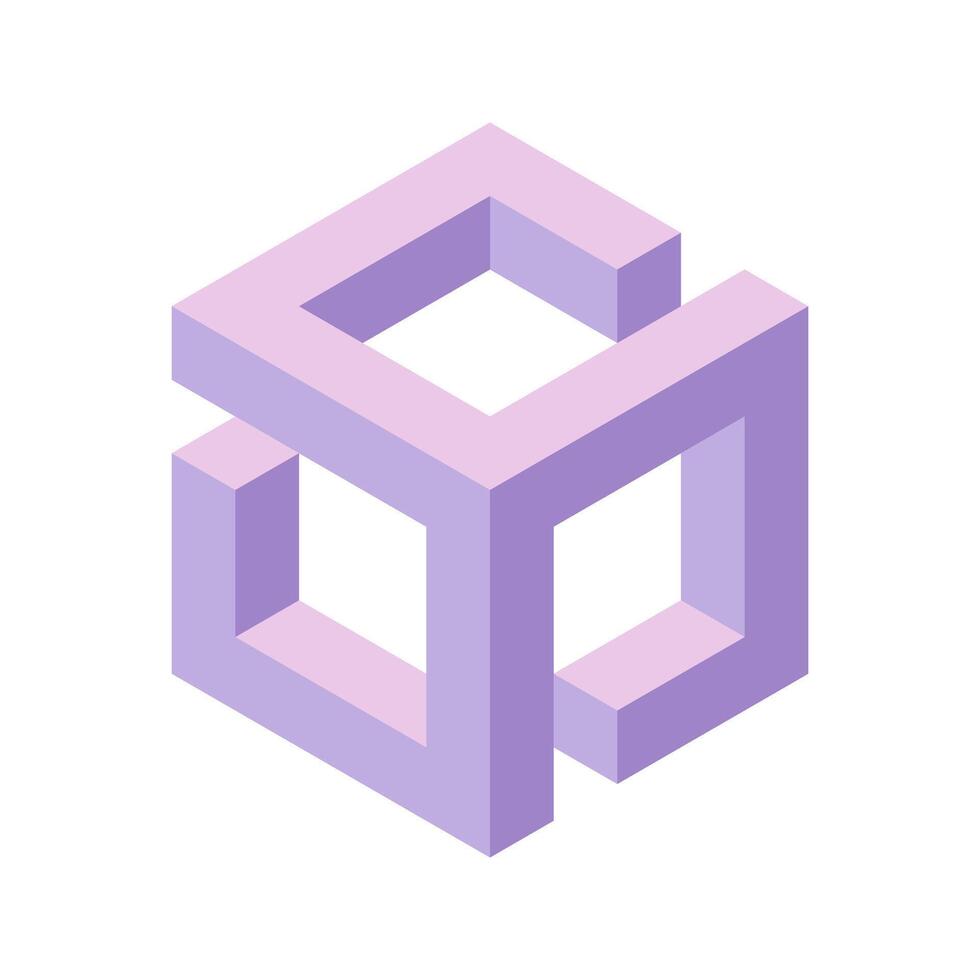 Abstract Isometric Cube Design Purple Geometric Shapes Create A Modern