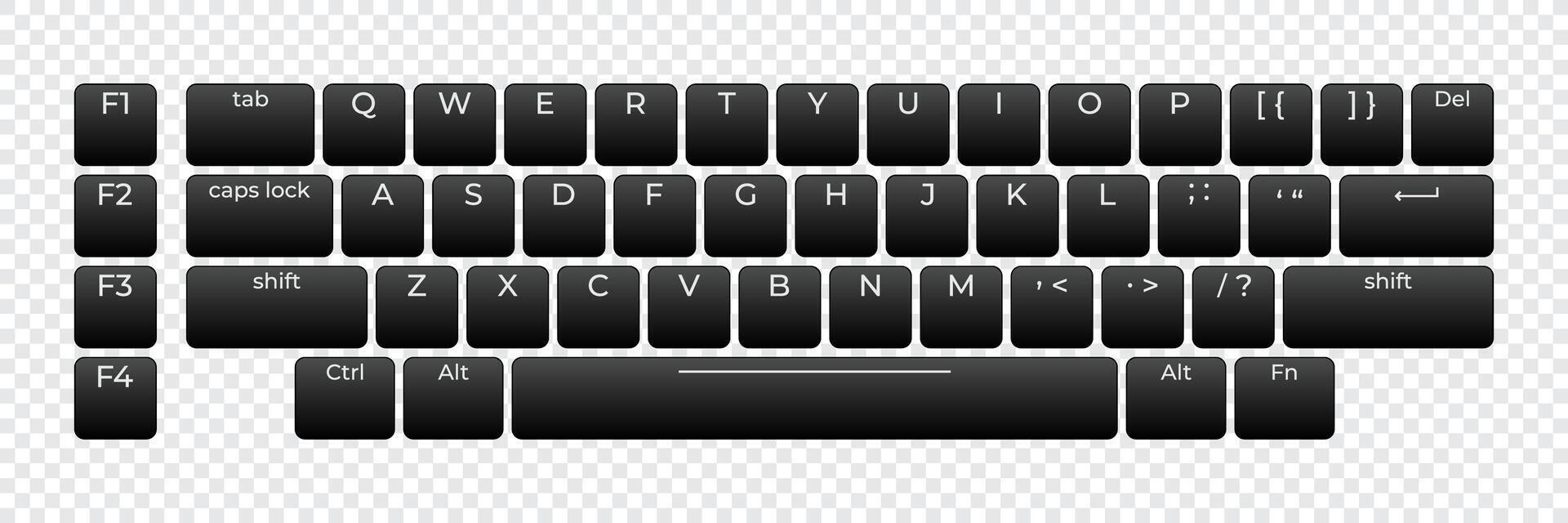 Computer keyboard button layout template with letters for graphic use ...
