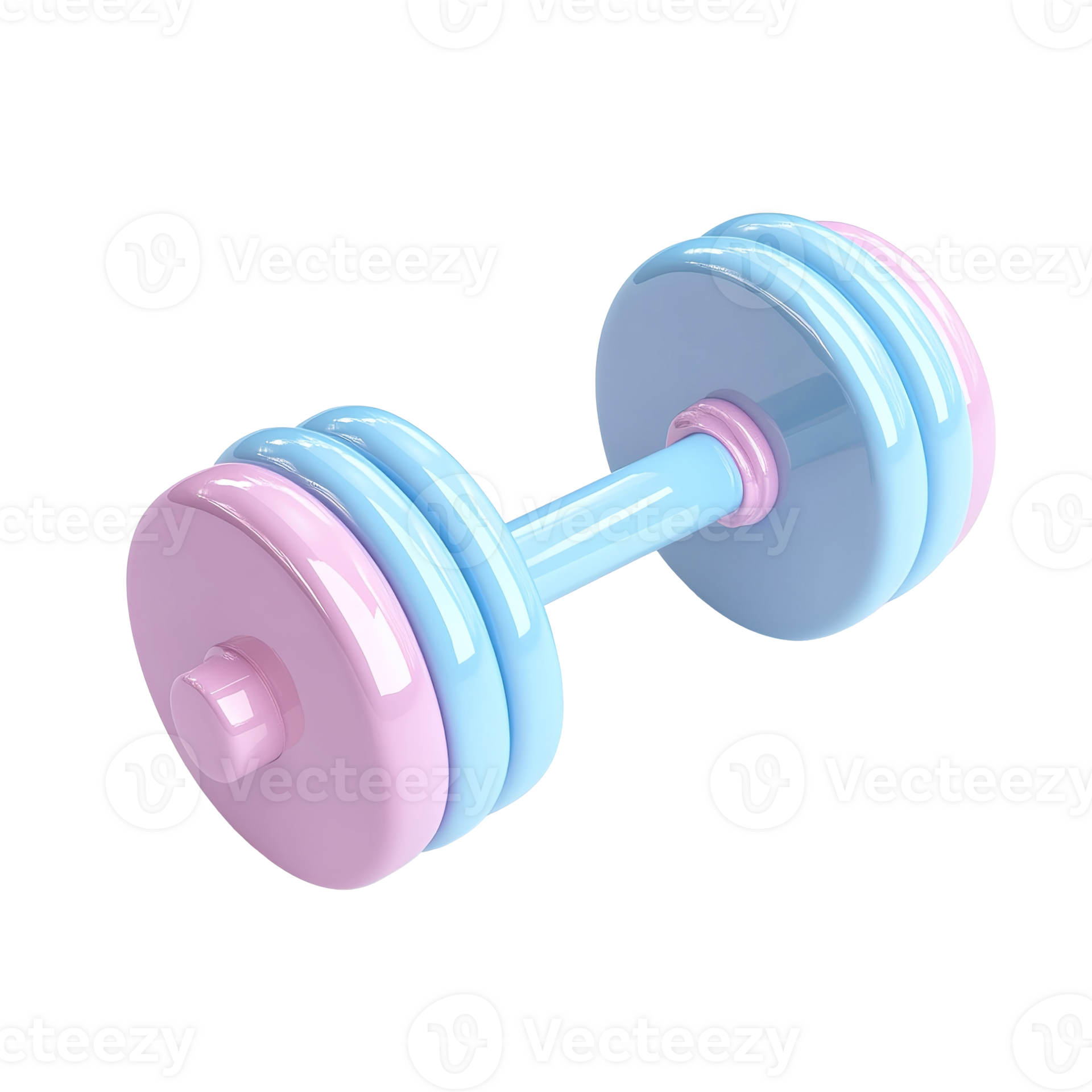 A colorful dumbbell appears ready for strength and training exercises ...