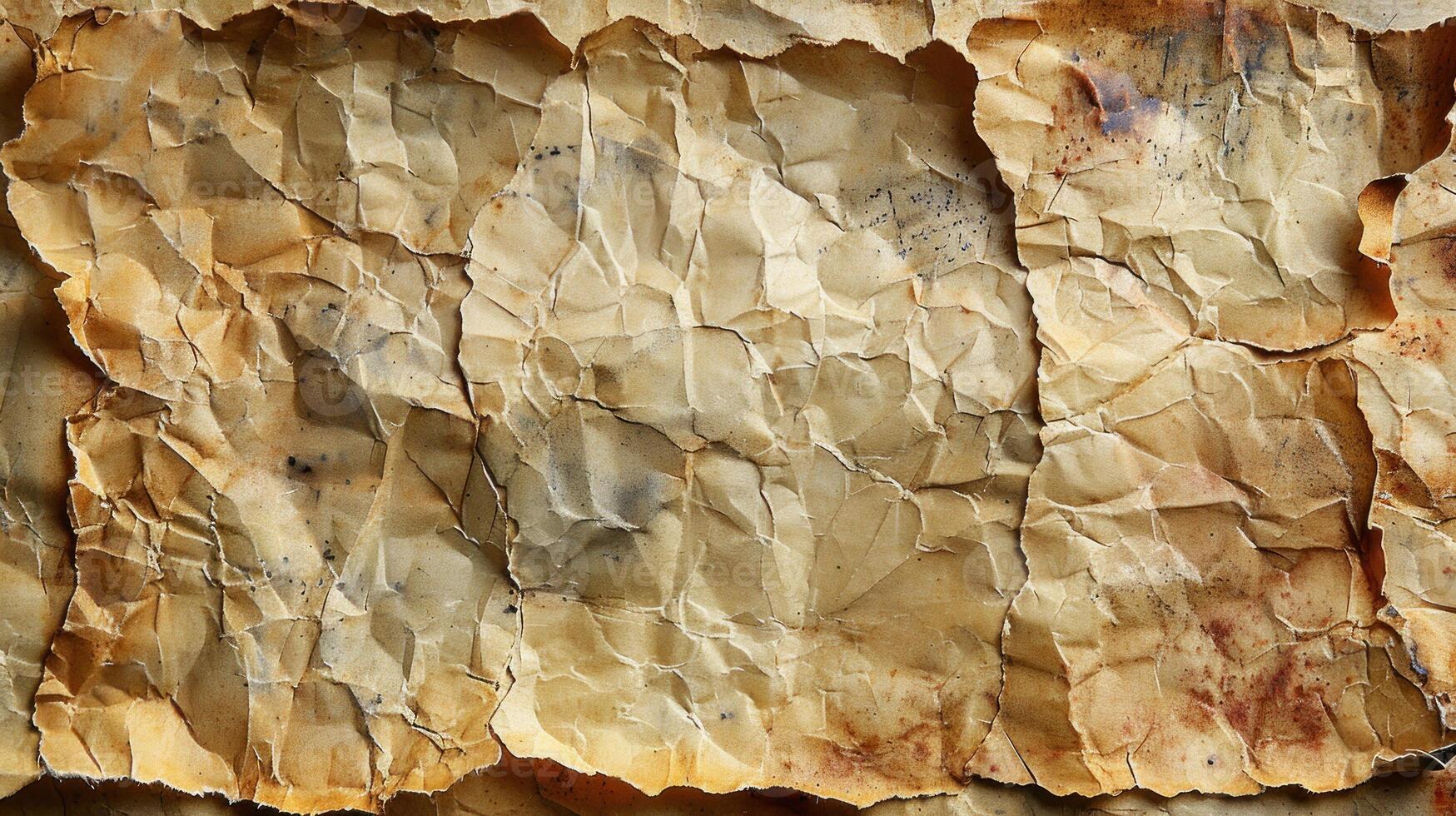 Aged, crumpled, antique paper texture with stains and creases. 59550713 ...