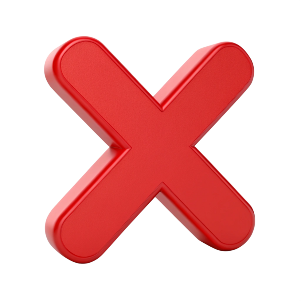 3d Red Cross Symbol Close Up Render Of Shiny X Mark For Error Cancel