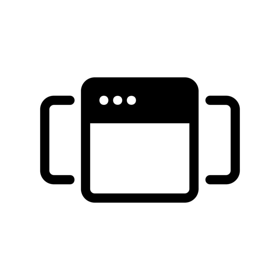 Solid Black Browser Window Icon Enclosed Within Prominent Square