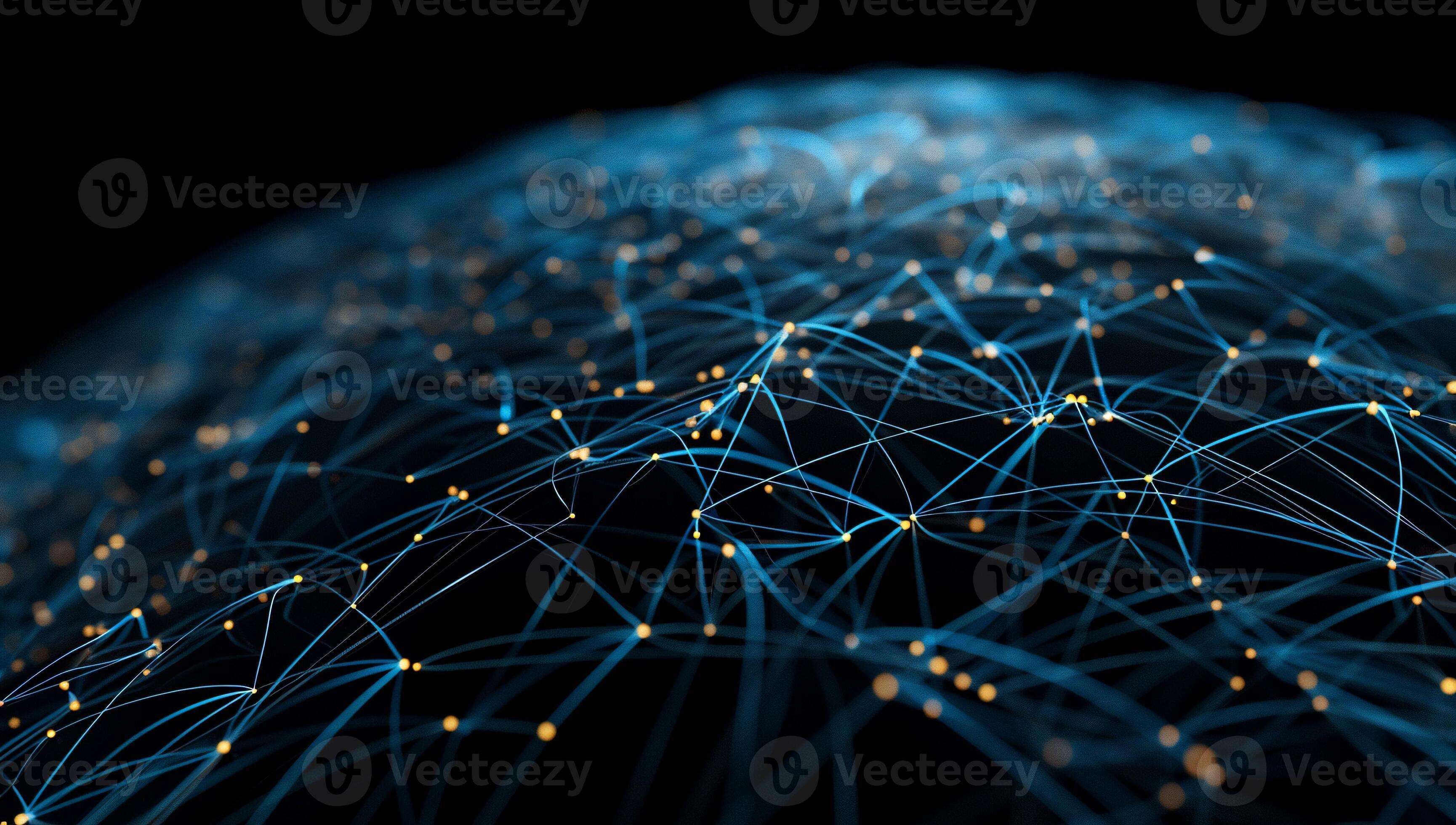 Global network of interconnected points and lines, forming a sphere. A complex system of data ...