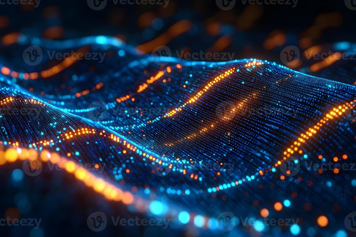 Futuristic Digital Waveform with Glowing LED Lights for Technology and Data Visualization ...