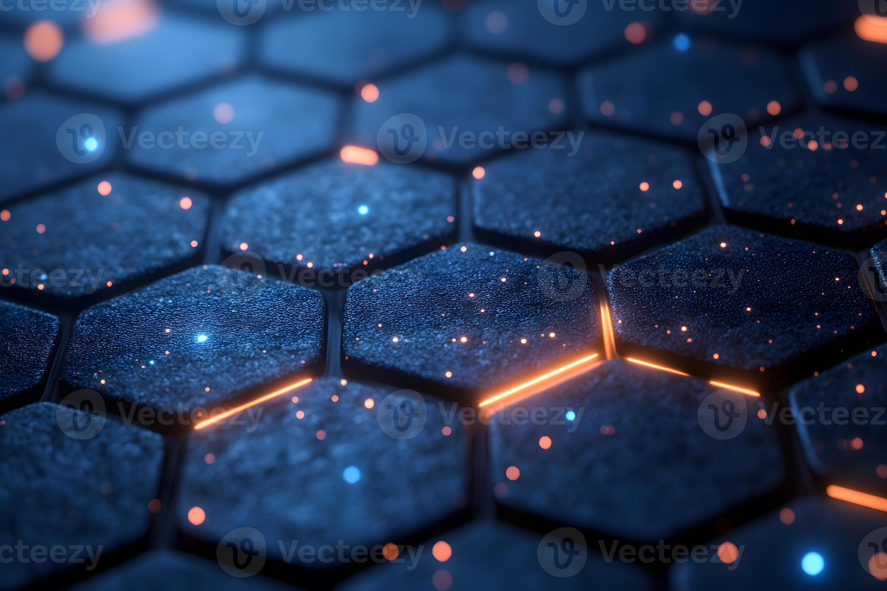 Futuristic Hexagonal Pattern With Glowing Lines For Technology Design