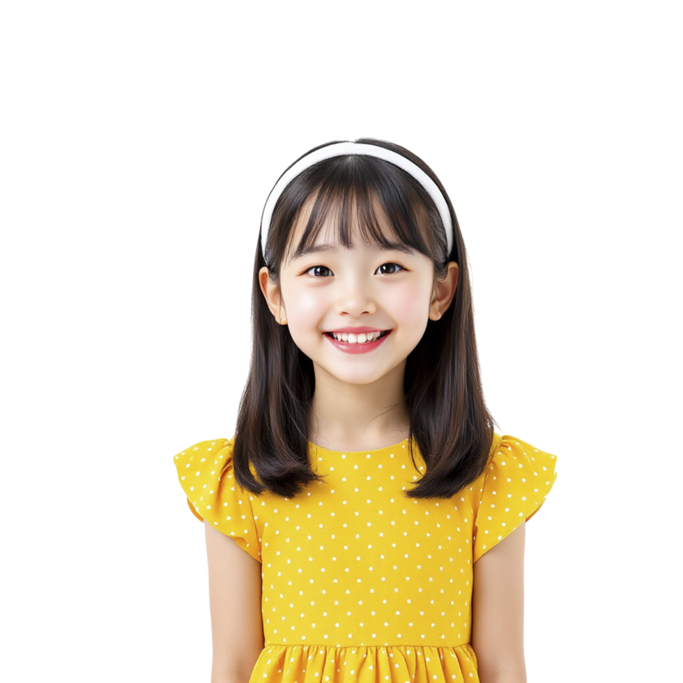 A little girl in yellow polka dot dress 59570127 PNG