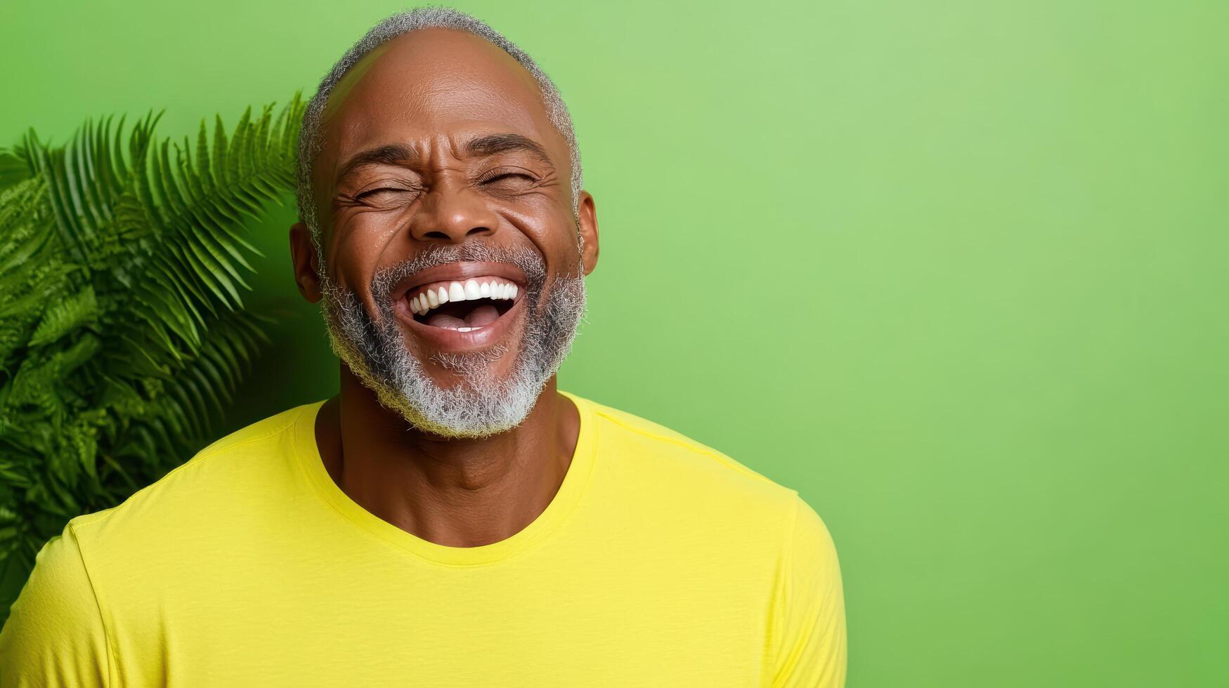 A smiling black man with a green background 59571291 Stock Photo at ...