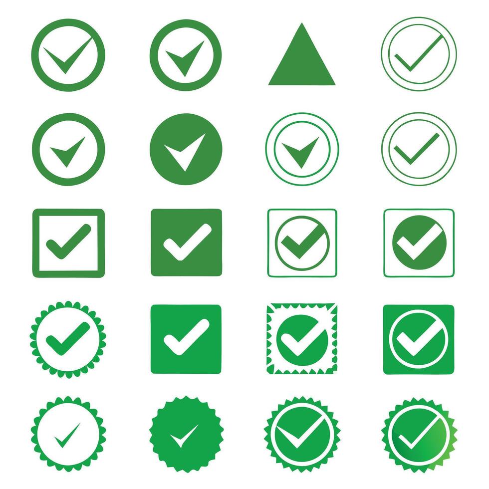 Collection of Green Check Mark Icons Symbols for Approval Confirmation and Validation 59585502 ...
