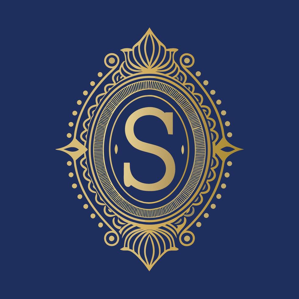 Elegant Gold Monogram Letter S Logo Design with Ornate Frame and Floral Details 59587593 Vector ...