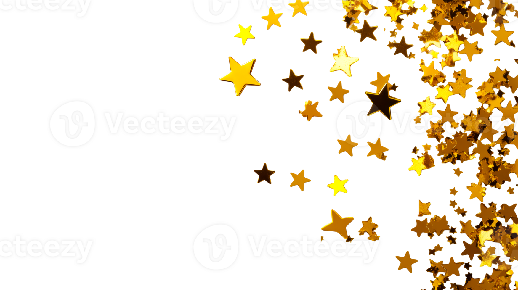 Elegant golden star confetti on black background, cut out transparent 59590346 PNG