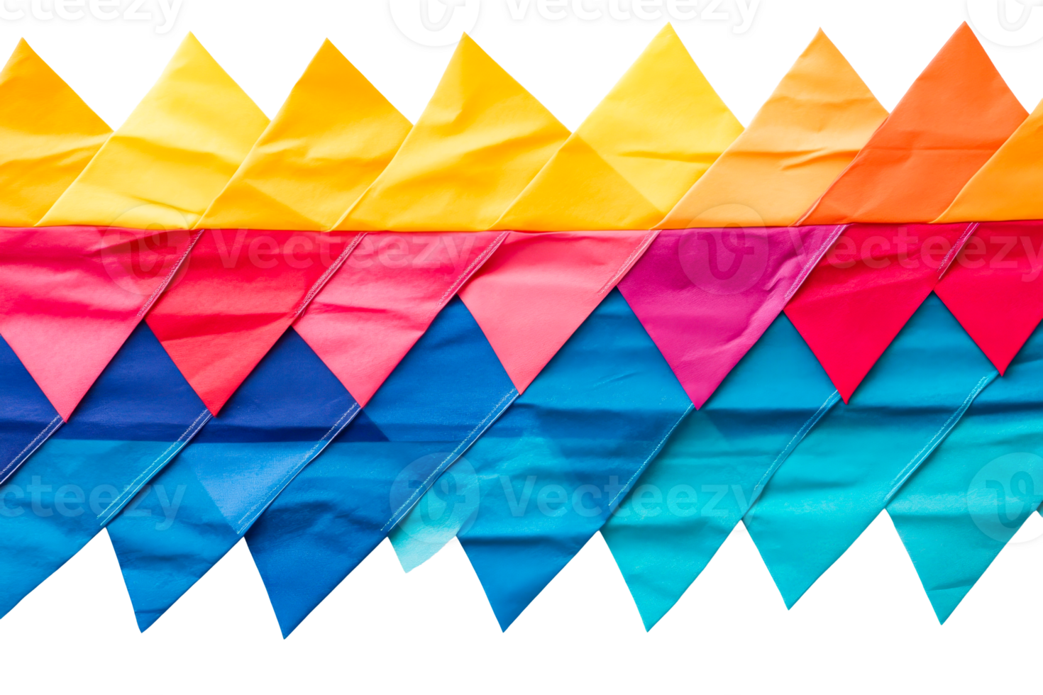 Colorful fabric triangle flags banner decoration, cut out transparent ...
