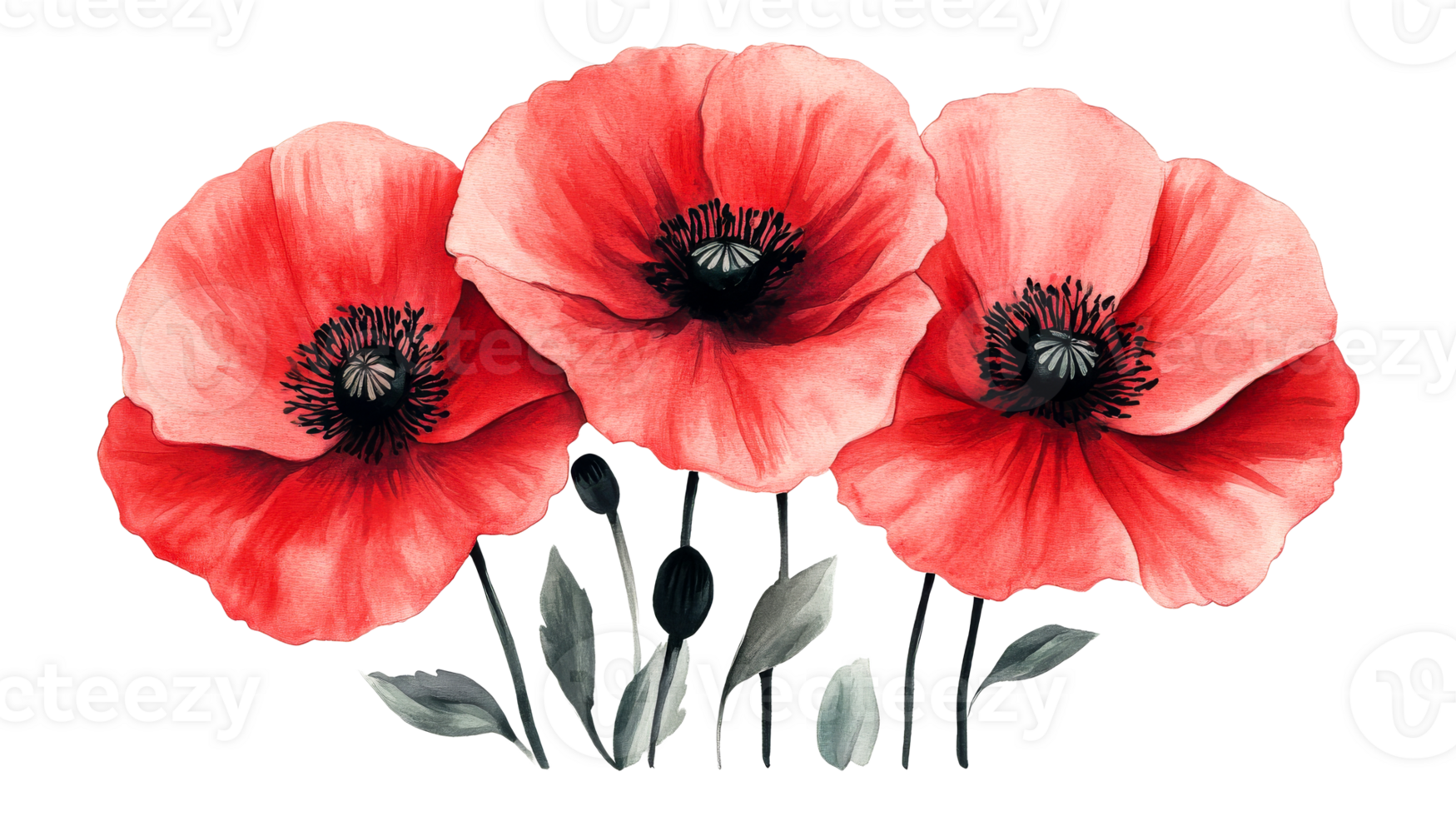 rot Mohnblumen Aquarell Illustration, zart Blumen- Kunstwerk, Schnitt aus transparent 59594389 PNG