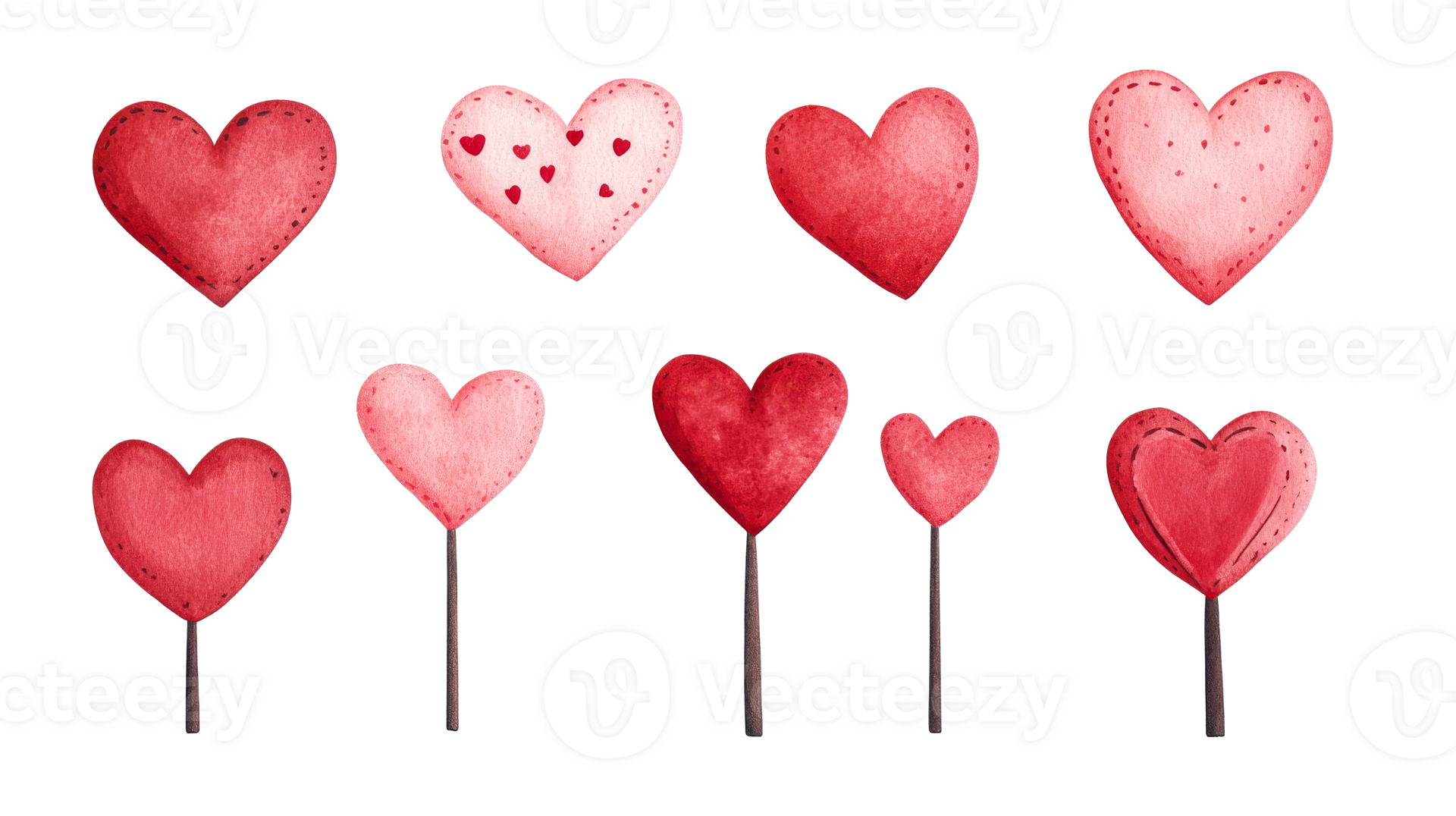 Watercolor hearts, Valentine's Day illustration, love, romance, holiday ...