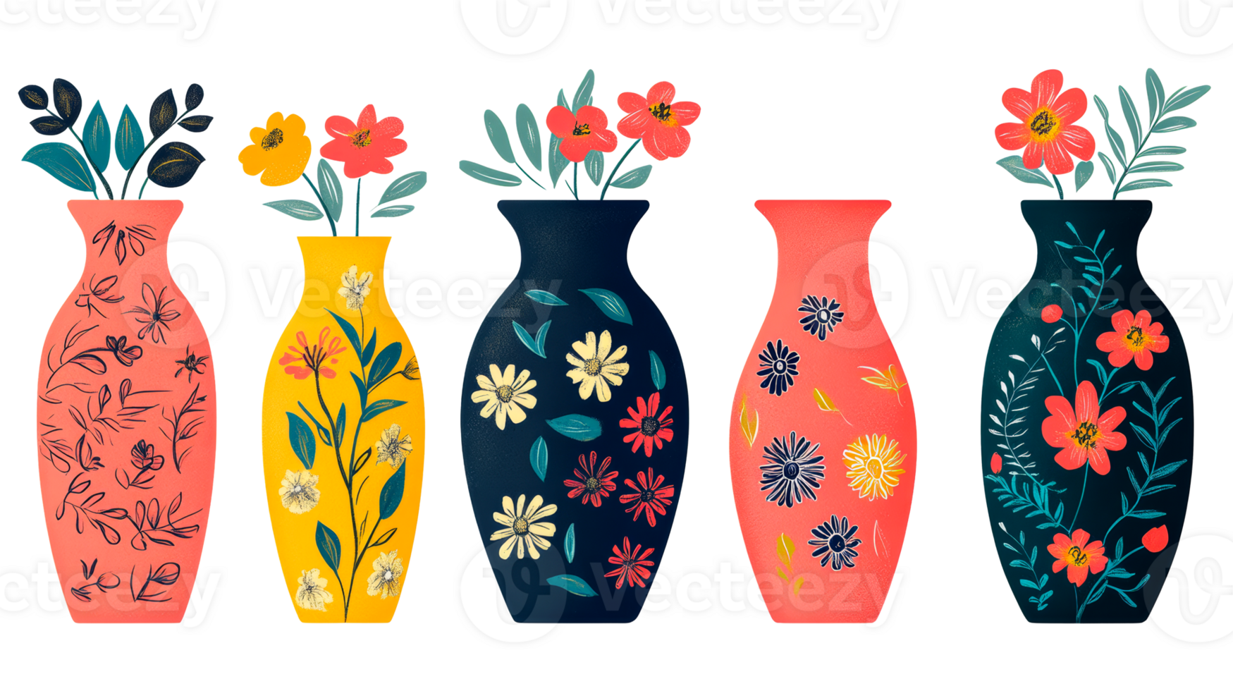 illustration de des vases avec fleurs dans une ligne, décoratif motif, Couper en dehors ...