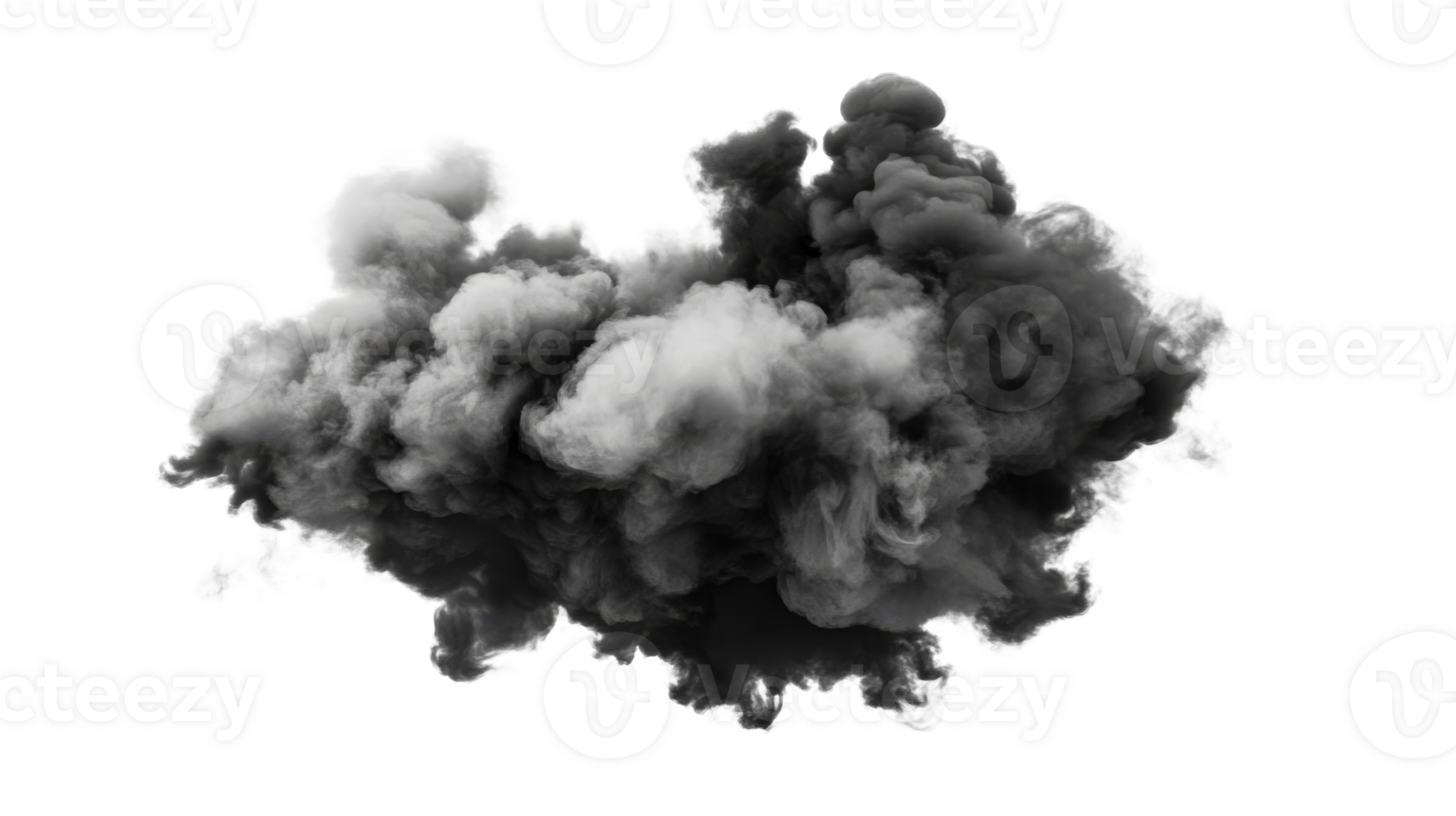 Dense smoke cloud isolated against black background, cut out transparent 59600202 PNG
