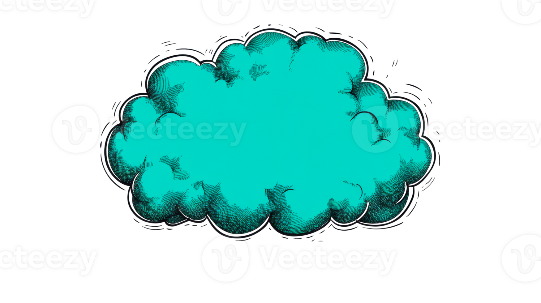 Cartoon cloud aqua sketch isolated on black background, cut out transparent 59600948 PNG