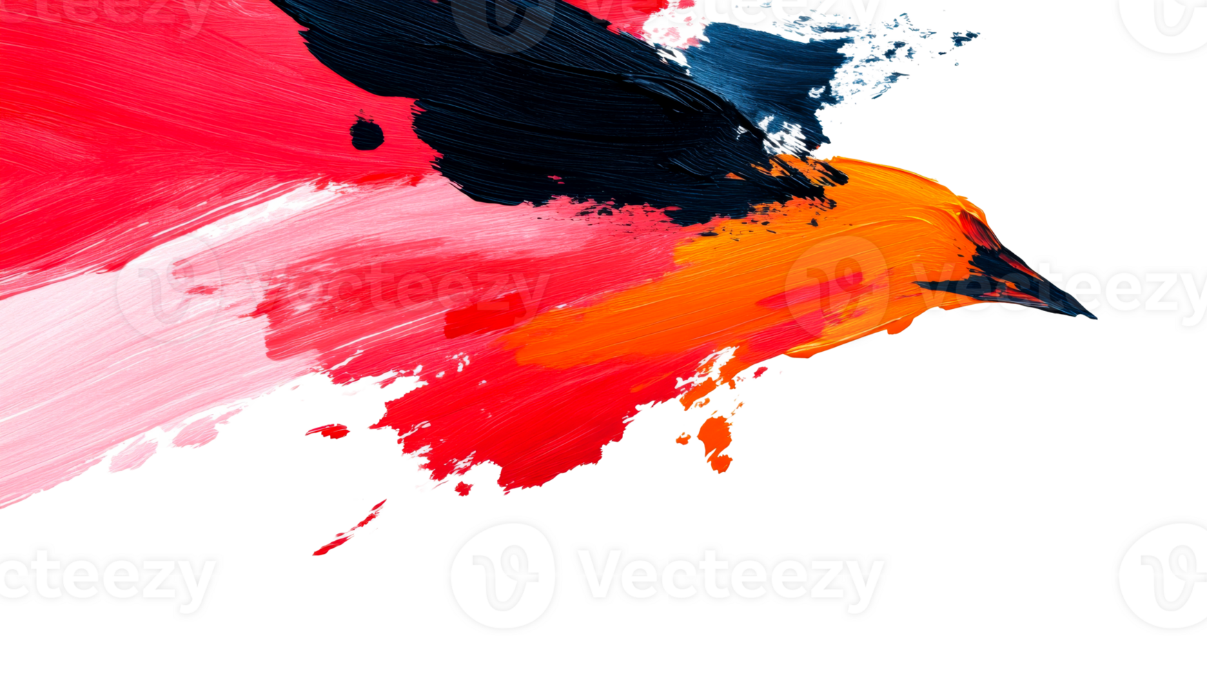 Abstract brushstroke bird design in vibrant colors, cut out transparent ...