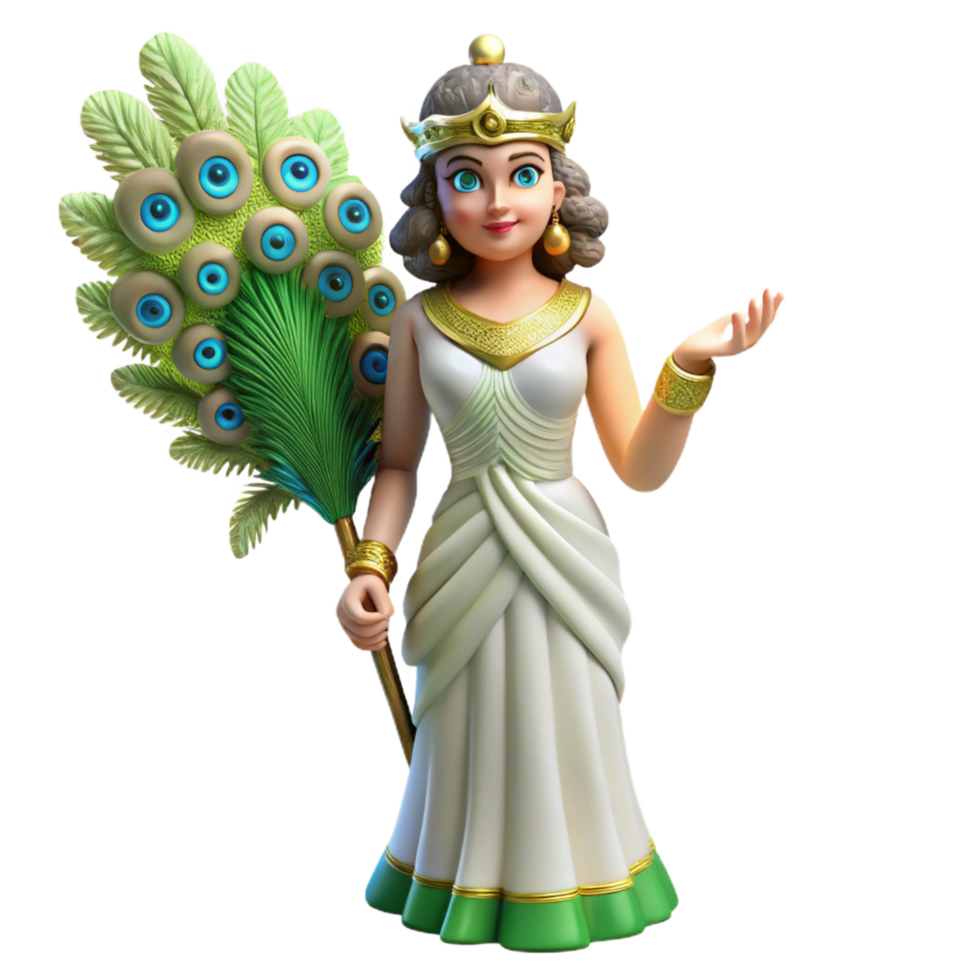 serene rustic Hera, Goddess of Marriage, with peacock feathers, premium 59617255 PNG