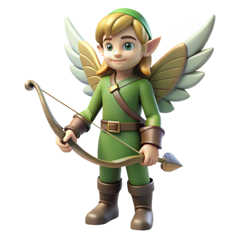 maravilloso clásico un con alas duende, participación un arco y flecha original 59629566 PNG