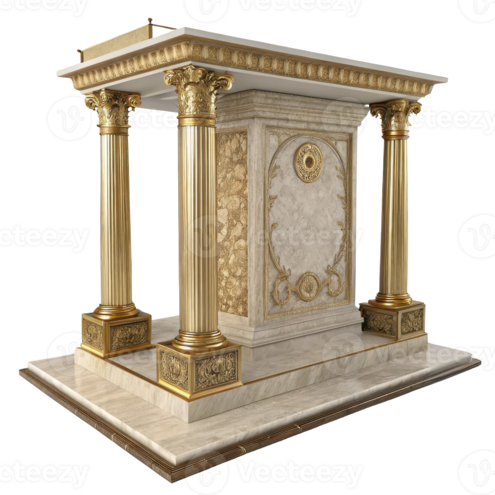 beautifully designed ancient temple with golden columns and intricate details, showcasing ...