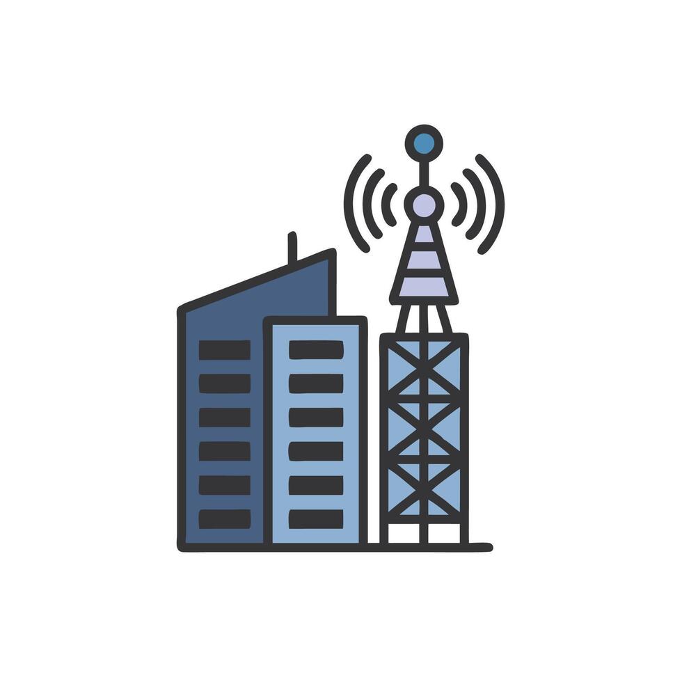 A building with a cell tower and a cell tower 59660926 Vector Art at Vecteezy