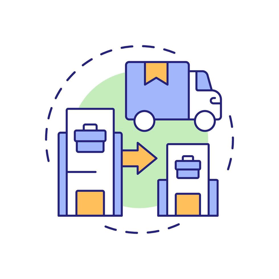 Downstream transactions multi color concept icon. Parent company to subsidiary. Type of intra ...