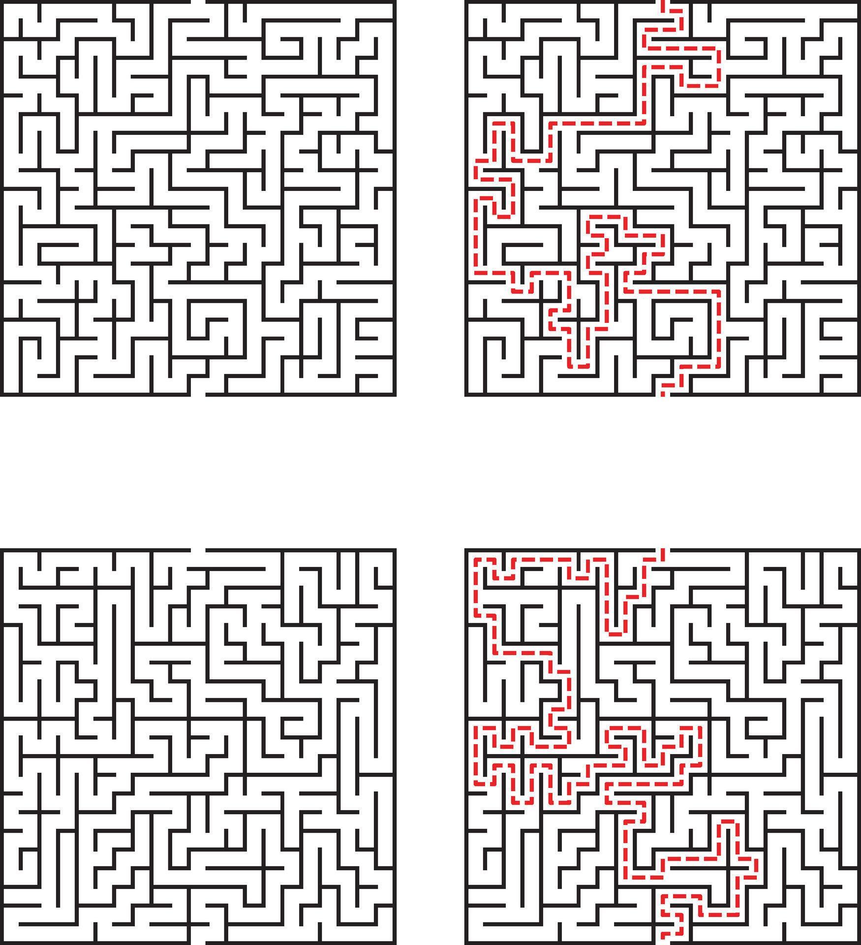 Complex Square Mazes Solutions and Paths for Puzzles 59671914 Vector ...