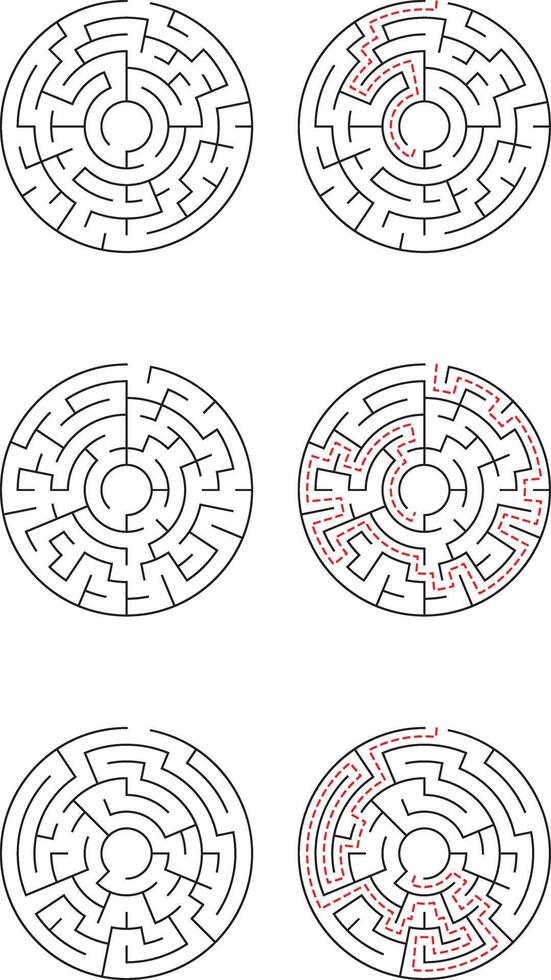 Circular Mazes Solving Puzzles, Paths, and Solutions 59671923 Vector Art at Vecteezy